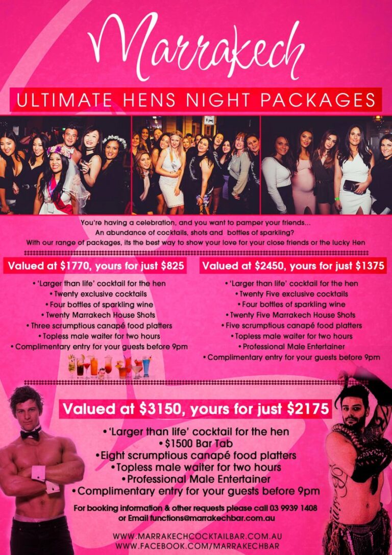 Hens Nights – Marrakech Bar – Melbourne